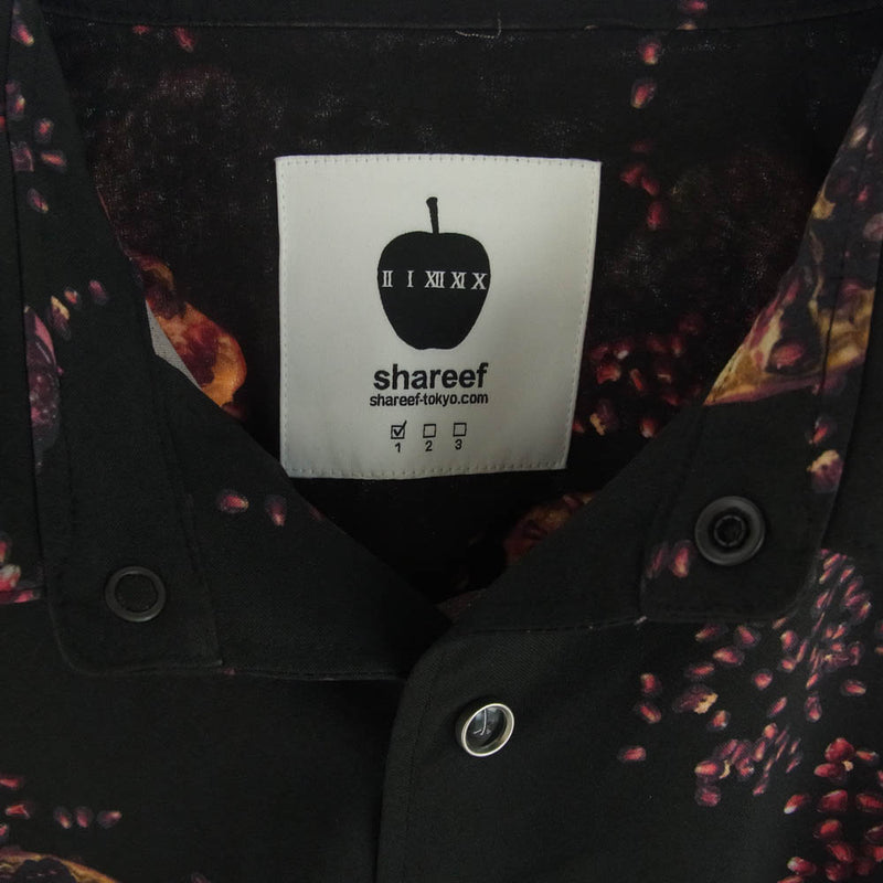 SHAREEF シャリーフ ZAKURO PATTEN L/S SHIRTS ザクロ プリント 長袖 シャツ ブラック系 1【中古 ...