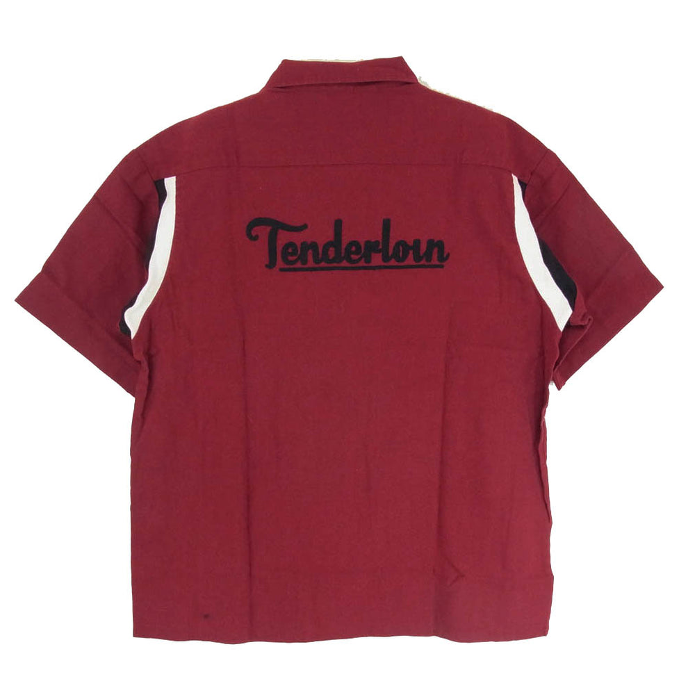 TENDERLOIN テンダーロイン T-BOWL SHT S チェーン刺繍ロゴ 脇リブ 半袖 オープンカラー ボーリングシャツ レッド系 ...