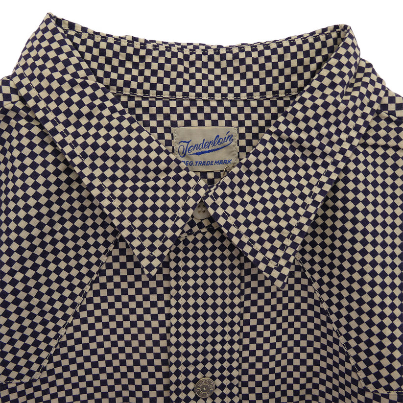 TENDERLOIN テンダーロイン T-SADDLEMAN SHT B S/S チェッカー柄 サドルマン 半袖 ウエスタンシャツ ネイビー ...