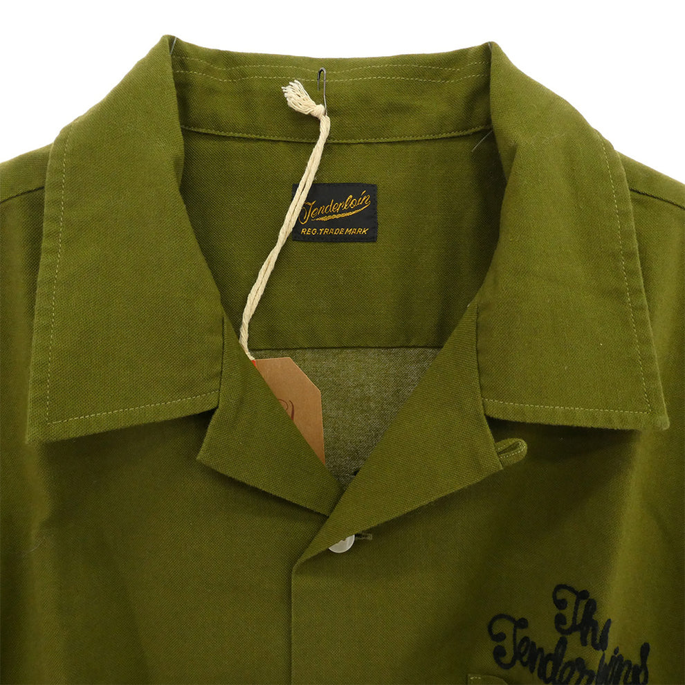 TENDERLOIN テンダーロイン T-BOWLS SHT S/S チェーン刺繍ロゴ 半袖 オープンカラー ボーリングシャツ カーキ モス ...