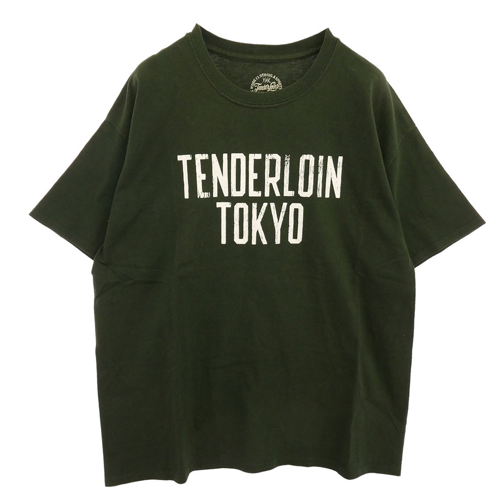 TENDERLOIN テンダーロイン T-TEE TENDERLOIN TOKYO ロゴプリント 半袖Tシャツ グリーン モスグリーン系 L ...